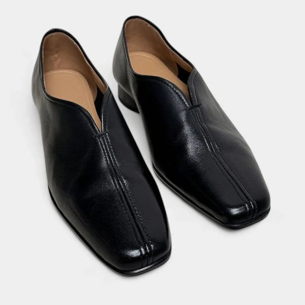 IN-STOCK: Leather Loafer with Low Heel – Stefani Studio