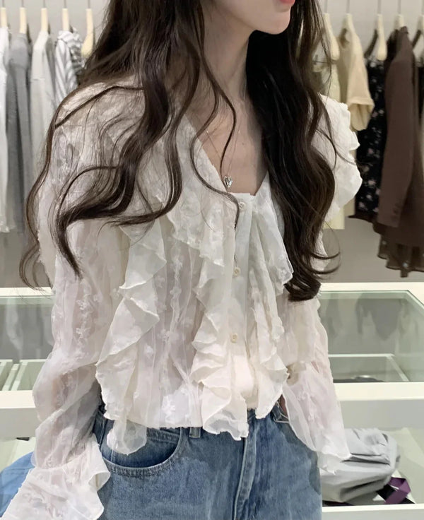 Korean Lace Transparent Shirt (S/S 2025) – Stefani Studio