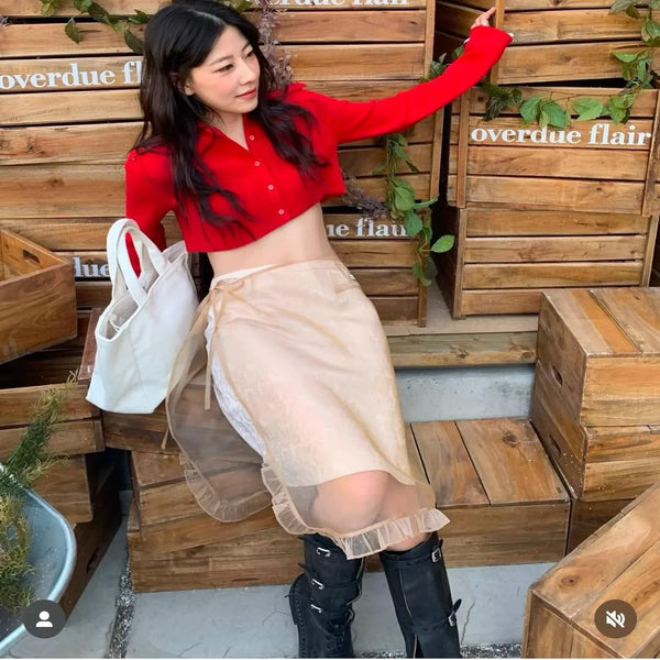 PRESALE - Overdue Flair Sheer Jacquard Skirt (2025 S/S) – Stefani Studio