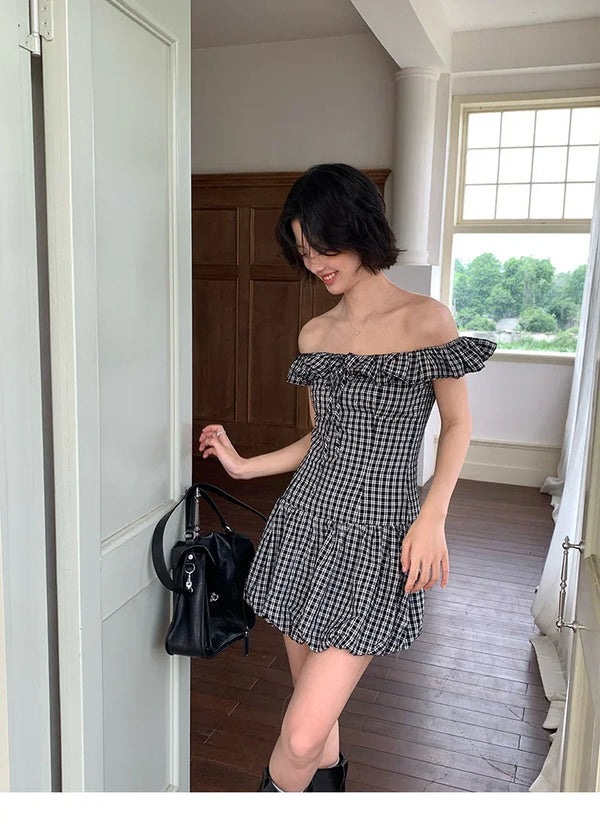 NEW & INSTOCK - Korean Plaid Low Waist Dress – Stefani Studio